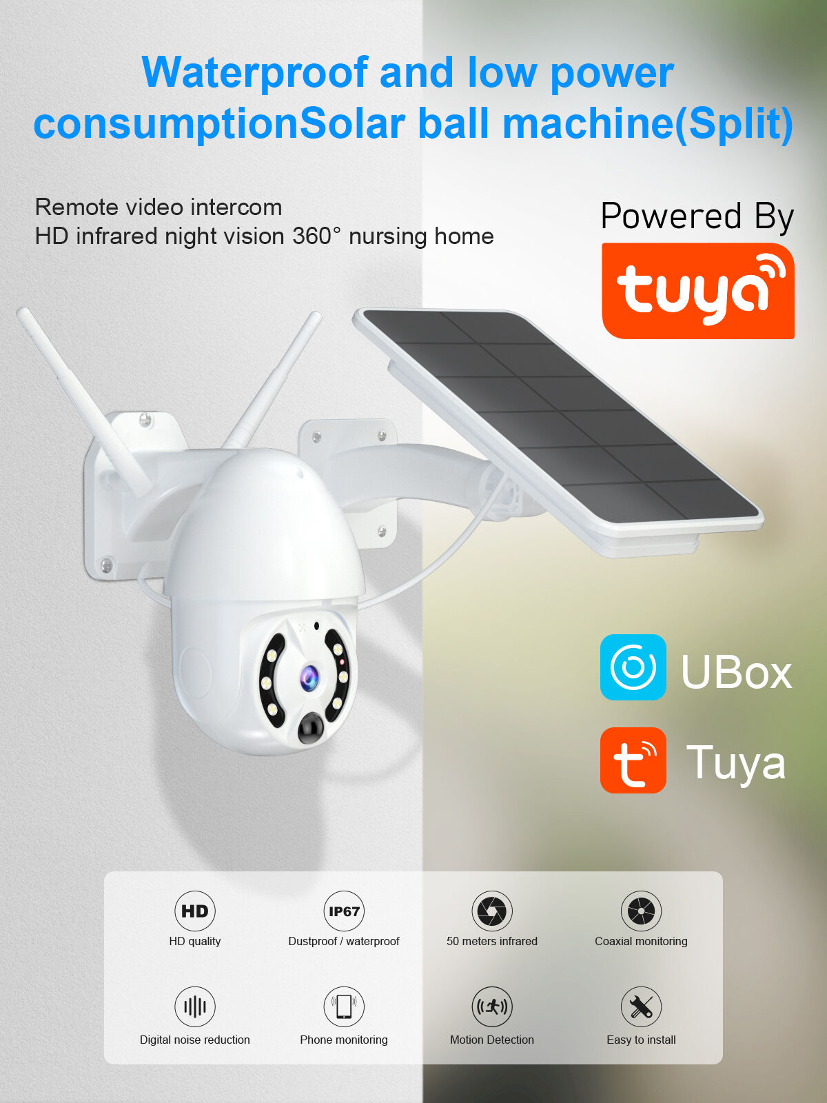 Fhd1080p Waterproof Solar System Battery Camera With Ubox / Tuya ...