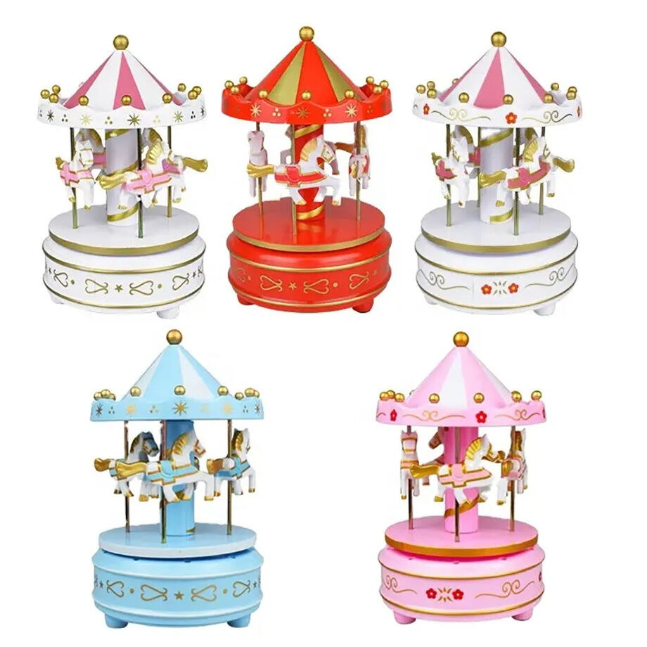 Creative Popular Fun Lovely Toy Movable Wooden Customized Carousel ...