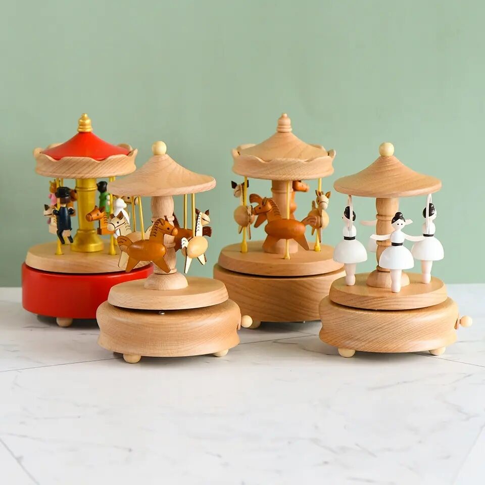 Creative Popular Fun Lovely Toy Movable Wooden Customized Carousel ...