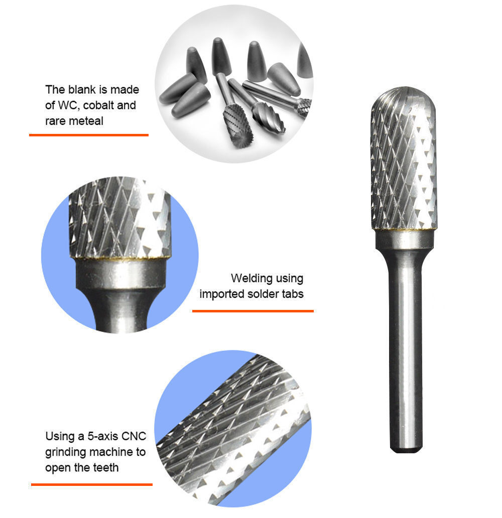 Buy Wholesale China 10pcs Tungsten Carbide Rotary Burr Set Double Cut Diamond Burrs 6mm Straight ...