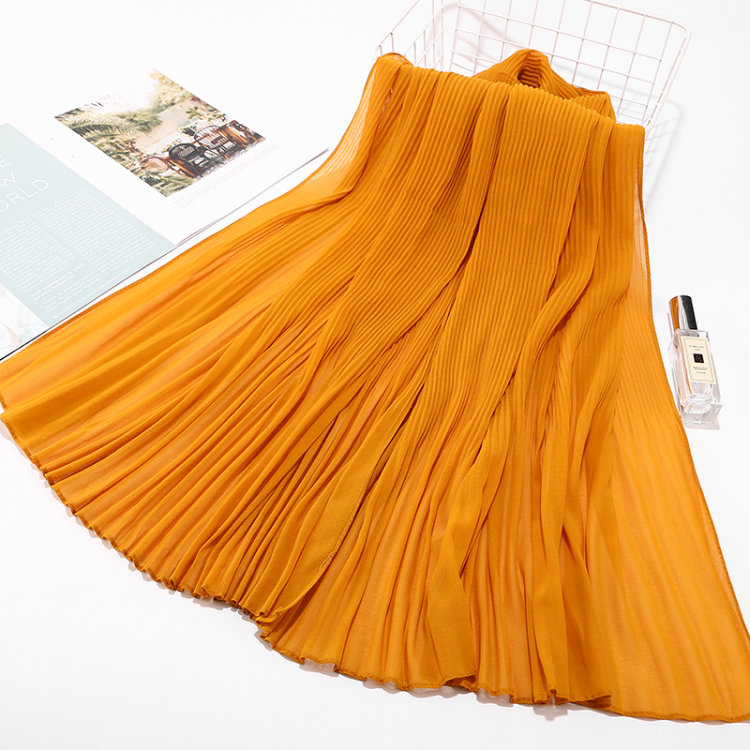 High Quality Pleated Stripe Pearl Chiffon Scarf Premium Plain Crinkle ...