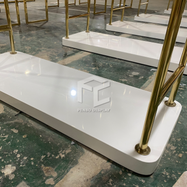 Modern Hanging Garment Display Rack Golden Clothing Display Stand For ...