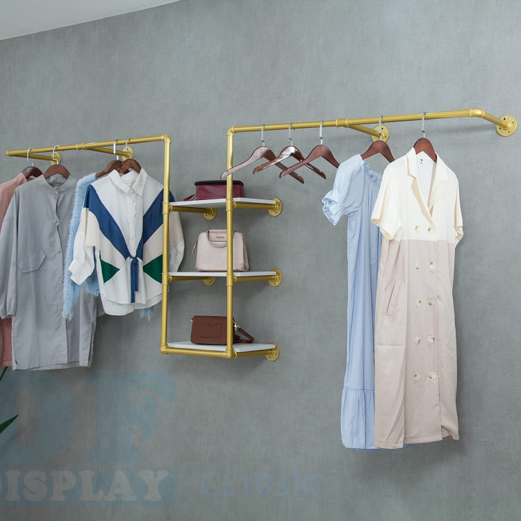 Cl103m Industrial Pipe Clothes Rack, Wall Mounted Garment Bar, Retail ...