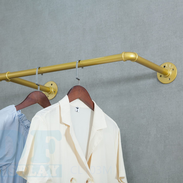 Cl103m Industrial Pipe Clothes Rack, Wall Mounted Garment Bar, Retail ...