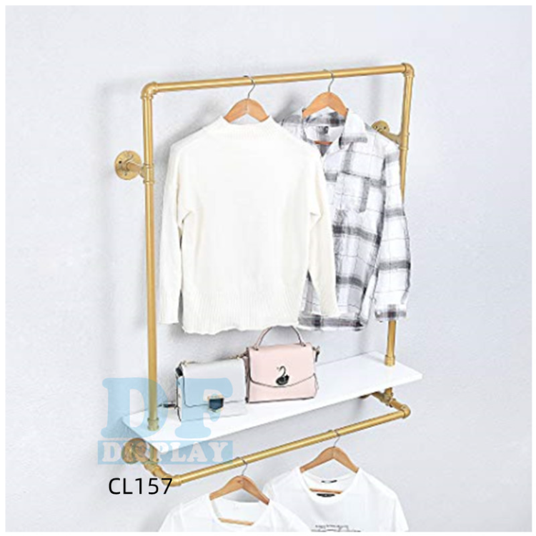 Cl103m Industrial Pipe Clothes Rack, Wall Mounted Garment Bar, Retail ...