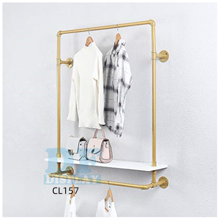 Cl103m Industrial Pipe Clothes Rack, Wall Mounted Garment Bar, Retail ...