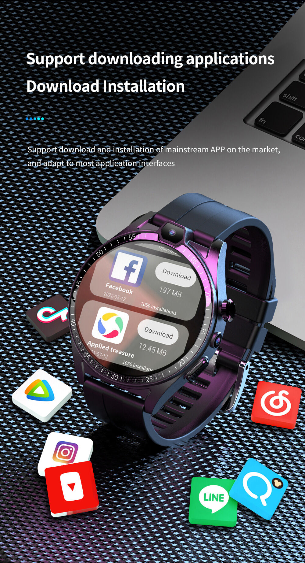 Buy Wholesale China 16/64/128gb 4g Smart Watch 1.43" 800mah Sim Wifi Gps Trackers Android 9.0 ...