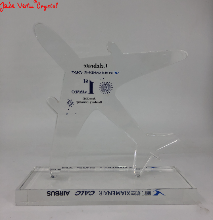 Buy Wholesale China Jadevertu Plane Model Customized Glass Plaque Award ...