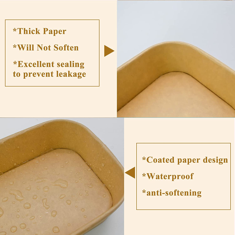Buy Wholesale China Kraft Paper Salad Boxes With Lids Square Disposable Take Away Paper Food ...