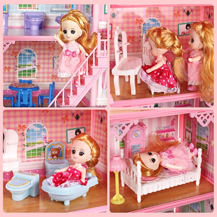 Cute Stone Splendid 11 Rooms Gabby's Dollhouse With 2 Dolls And ...