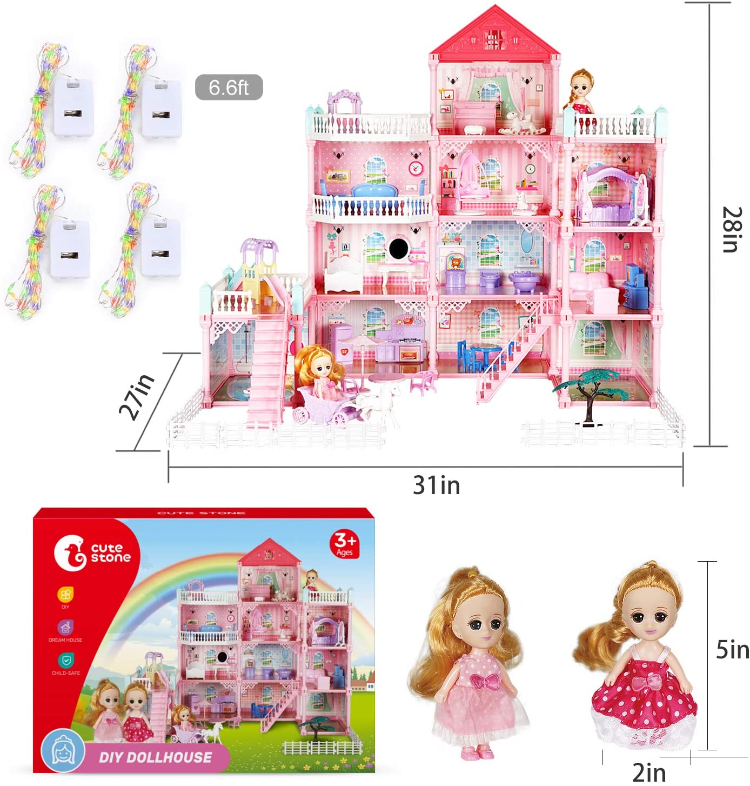 Cute Stone Splendid 11 Rooms Gabby's Dollhouse With 2 Dolls And ...