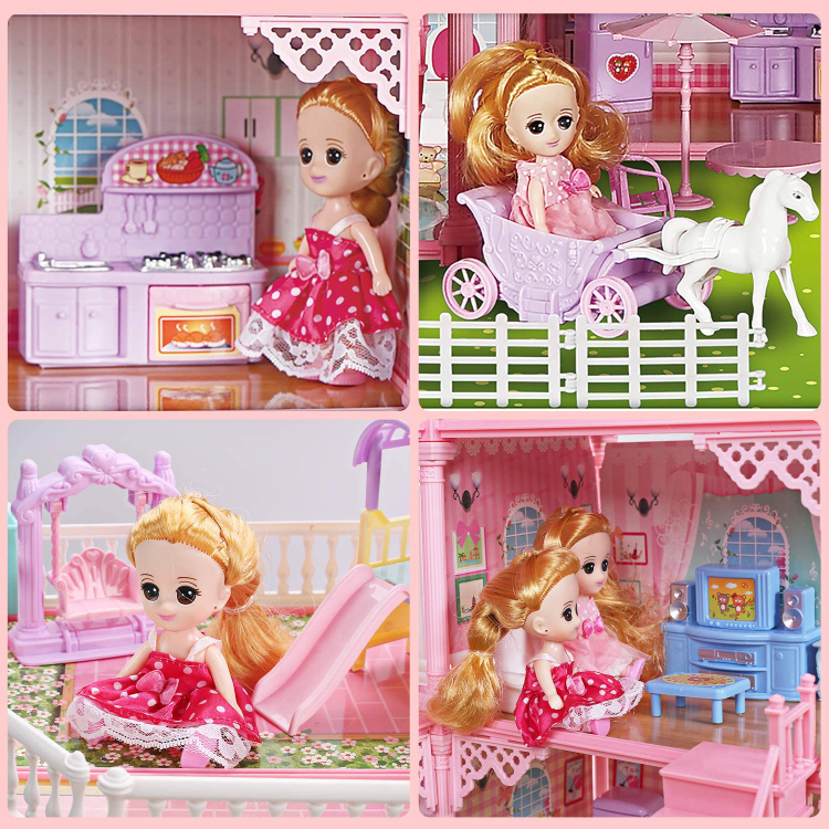 Cute Stone Splendid 11 Rooms Gabby's Dollhouse With 2 Dolls And ...