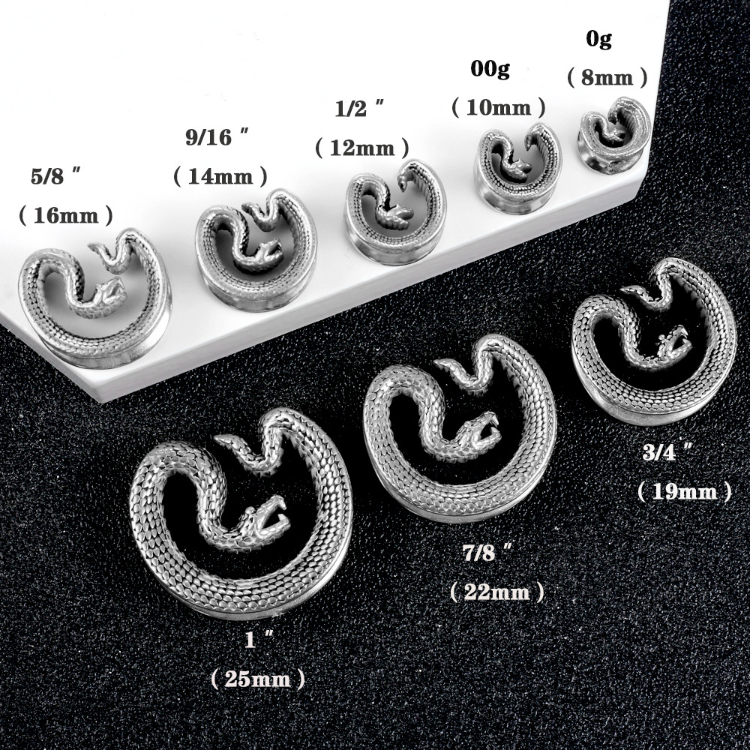 Nuoro Cool 8-25mm Snake Saddle Ear Gauges Expander Piercing Jewelry ...