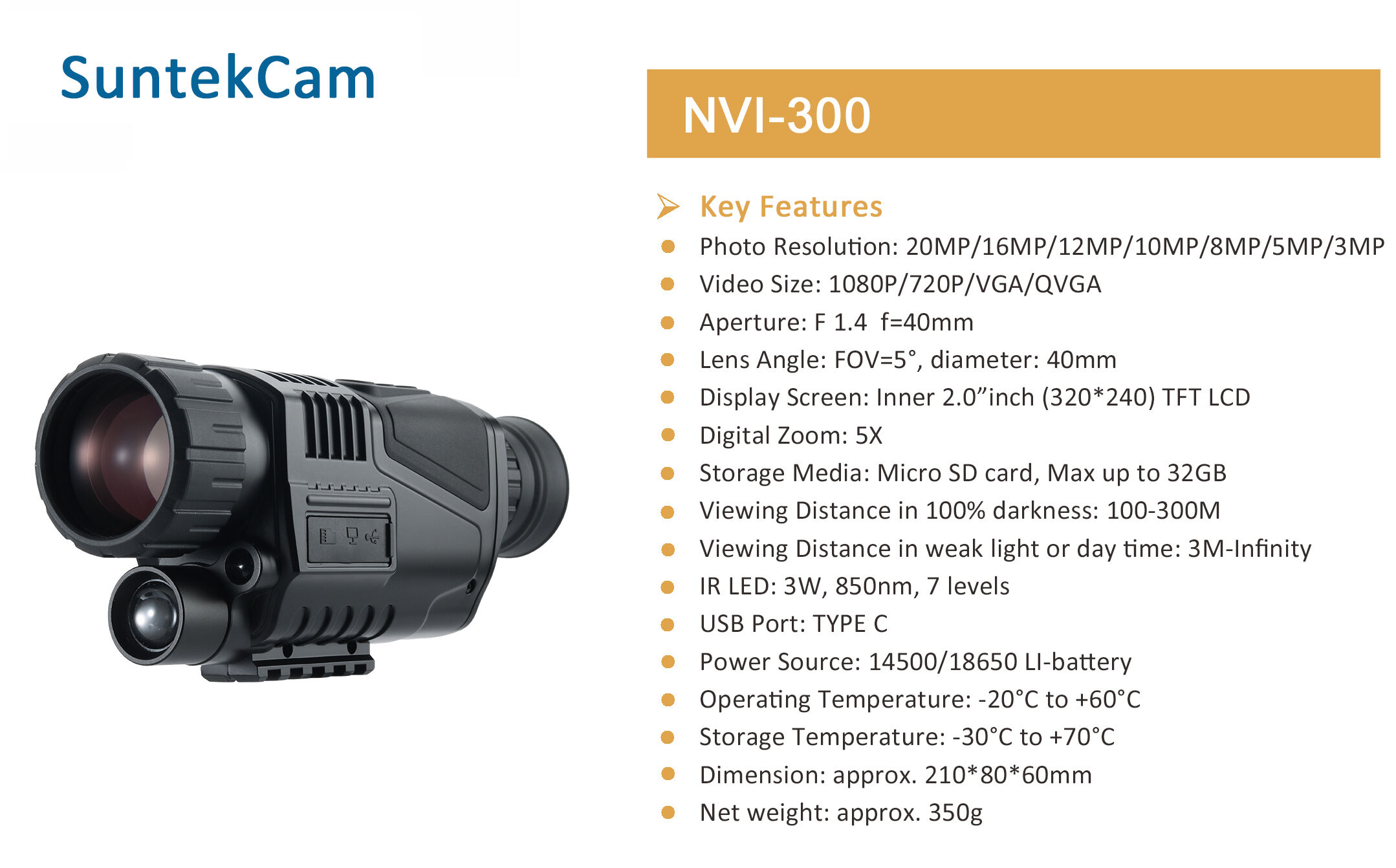 12mp/1080p Infrared Night Vision Scope Nv-300 Hd Optics Hunter Thermal ...