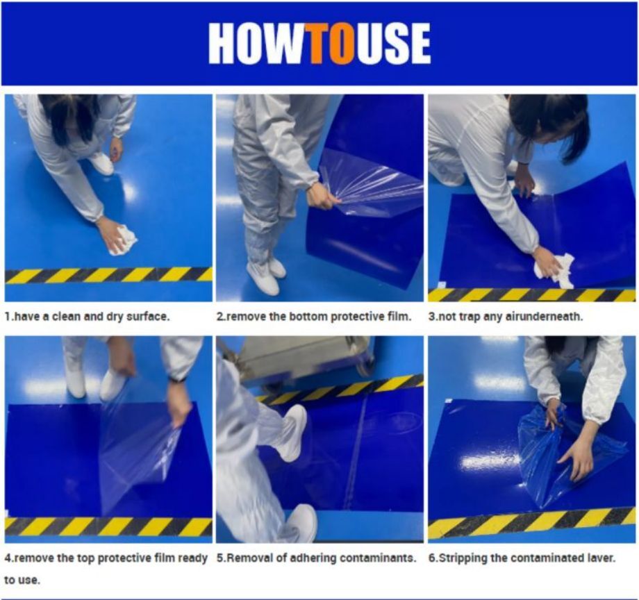 Adhesive Surface Cleanroom Multilayer Tacky Mat Blue Decontamination ...