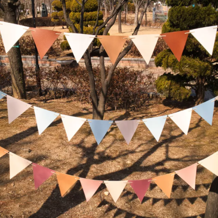 Colorful Pennant Flags Banner Pu Leather Triangle Flag Camping Bunting ...