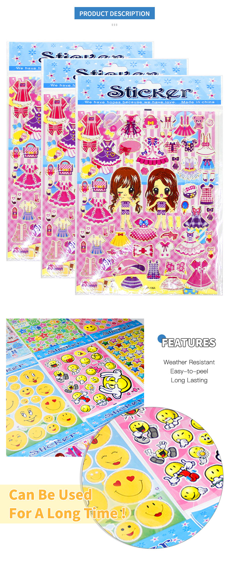 Buy Wholesale China Dress Up Girl Stickers Kawaii Aesthetic Decoration ...