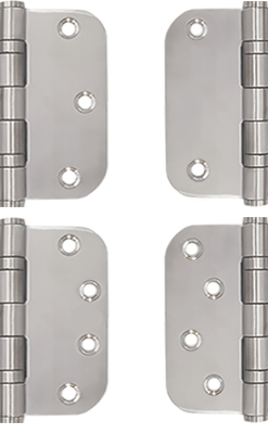 Stainless Steel Ball Bearing Butt Door Hinge Rounded Corner 4 Inch 2.5mm 3.5x3.5 Silver 304 ...