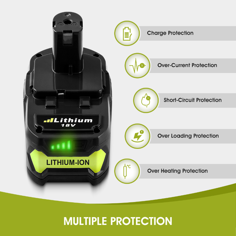 Replacement 18v Ryobi Lithium Ion Battery Pack 3ah 4ah 5ah 6ah For ...