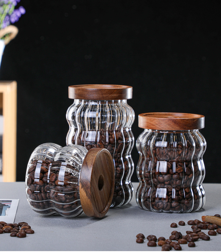 Buy Wholesale China Airtight Sealed Clear Borosilicate Glass Canister With Wood Lid For Coffee ...