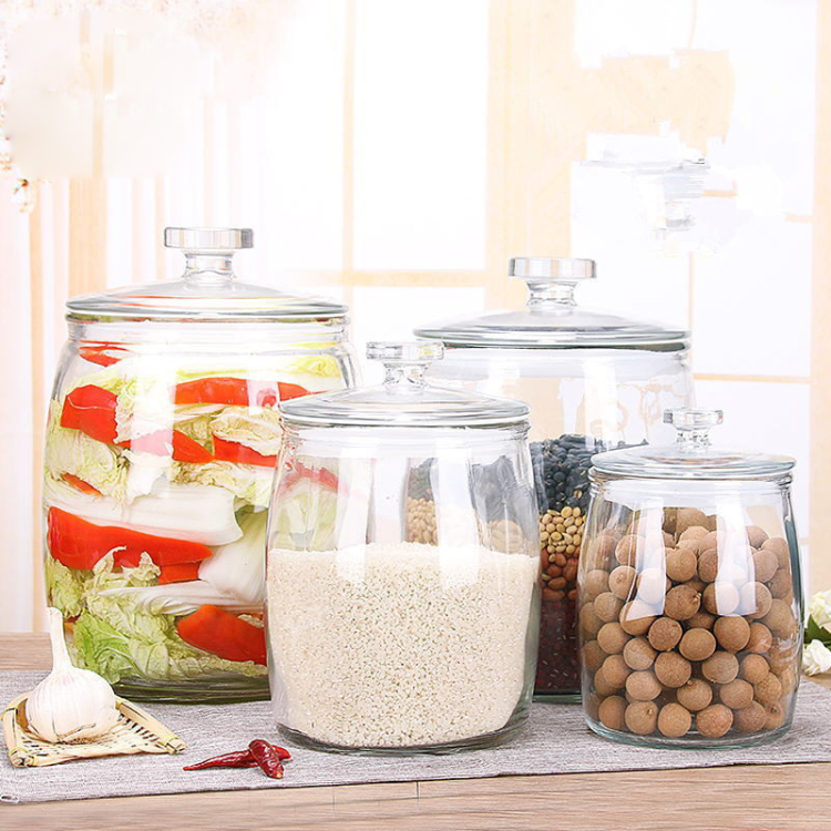 Big Size Eco-friendly Rice Storage Glass Jar With Glass Lid For Food ...