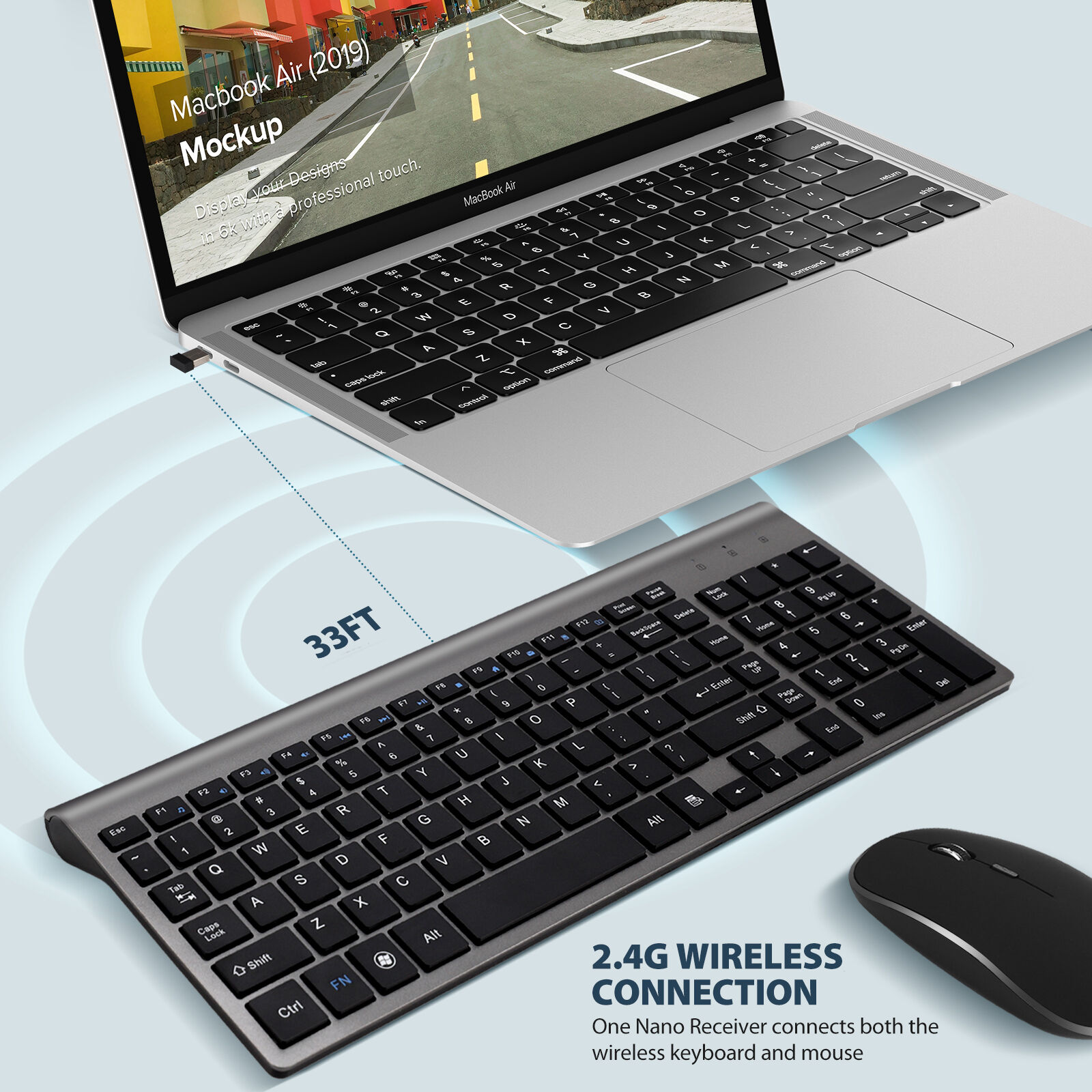 2.4g Wireless Keyboard Mouse Combos For Laptop Desktop Scissors ...