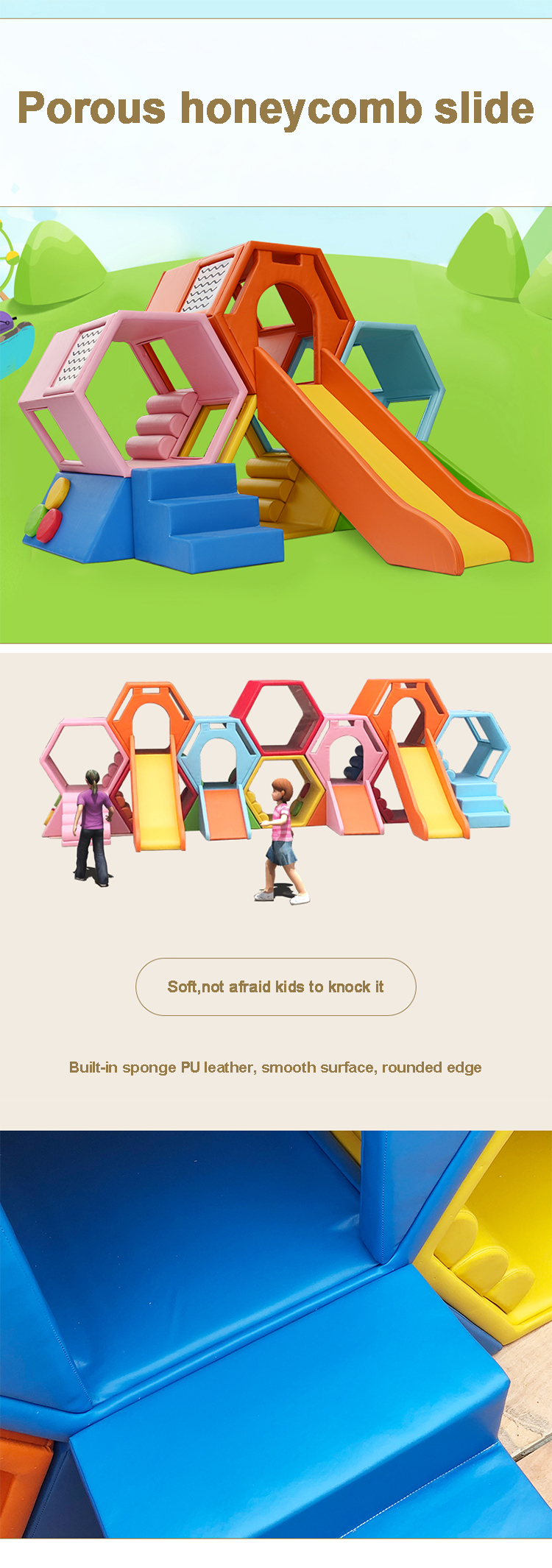 Indoor Soft Play Slide Bee Hive Climbing Equipment Honeycomb Activity ...