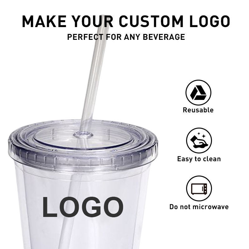 Wholesale Reusable Travel Ice Coffee Mugs Double Wall Acrylic Tumblers ...