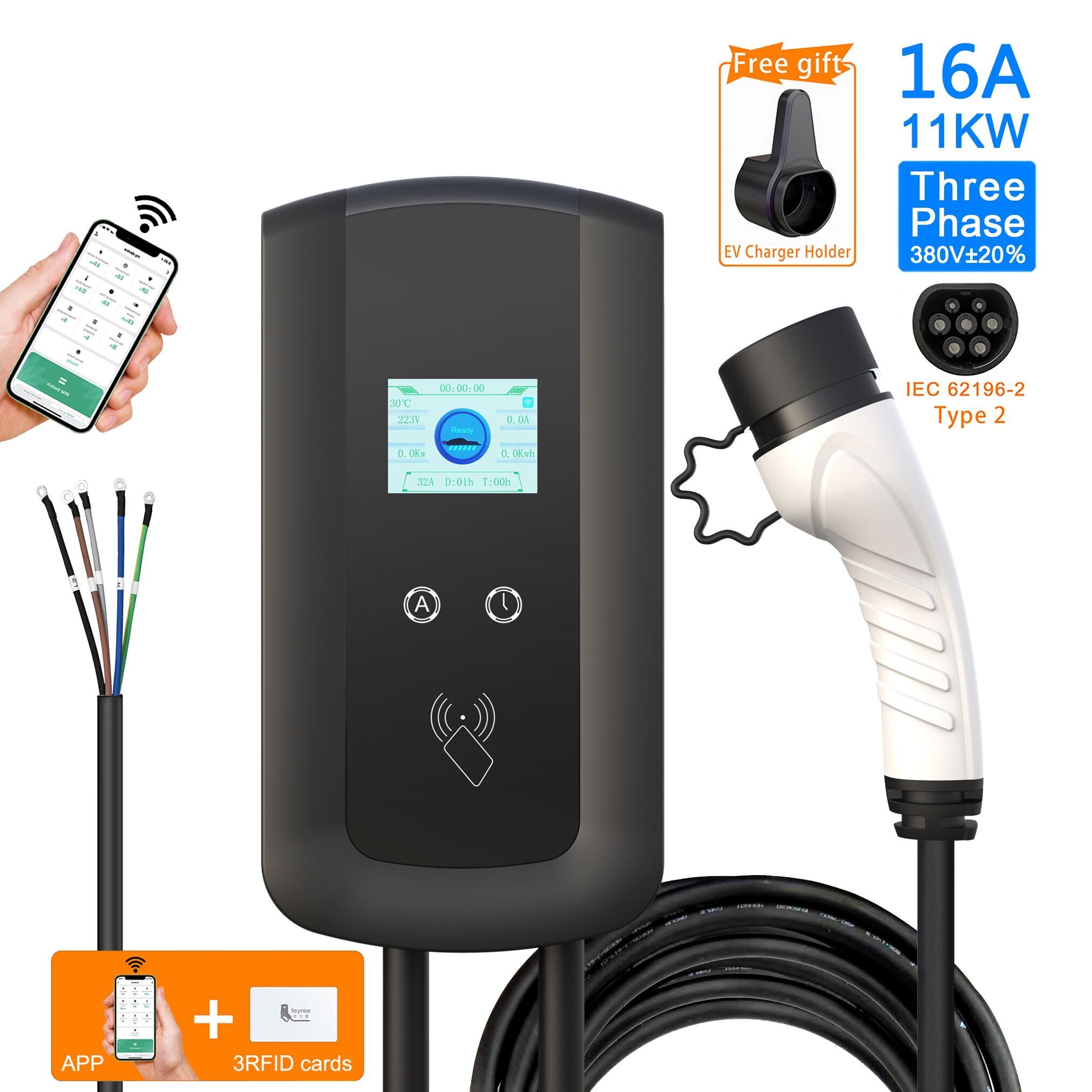 Buy Wholesale China Wholesale Iec61851-1 Type 2 Ev Charging Cable 32a 3phase 22kw Evse 5m Ev ...