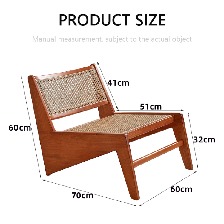 Japanese Style Solid Wood Rattan Wicker Single Sofa Chair Retro Outdoor ...