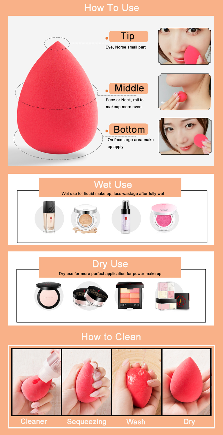 Factory Direct Hydrophilic Foam Face Cosmetic Puff Make Up Foundation ...