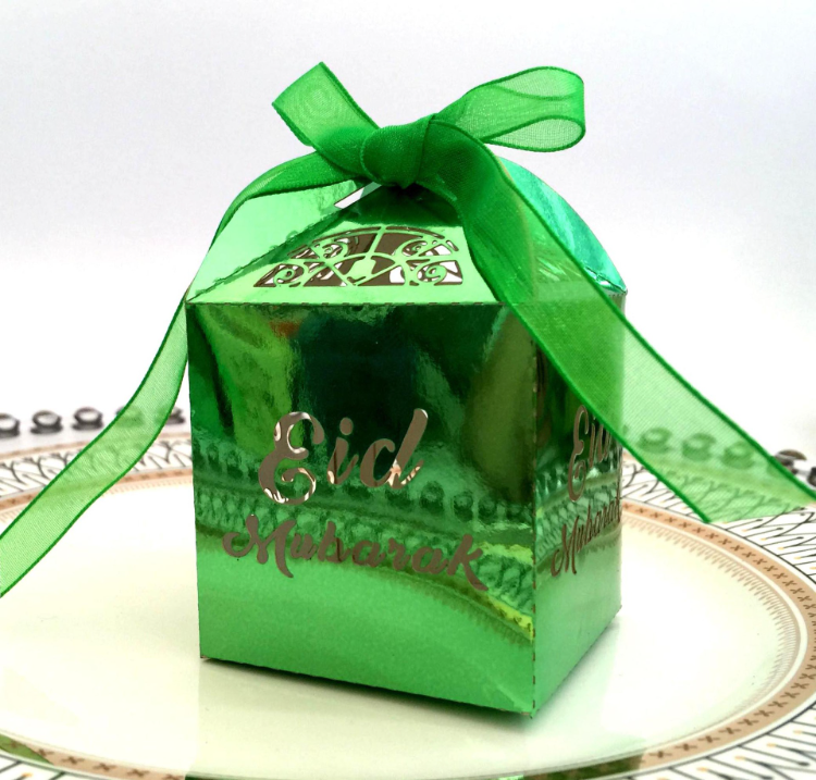 Eid Mubarak Party Supplies Islamic Muslim Gift Box With Ribbon Laser ...