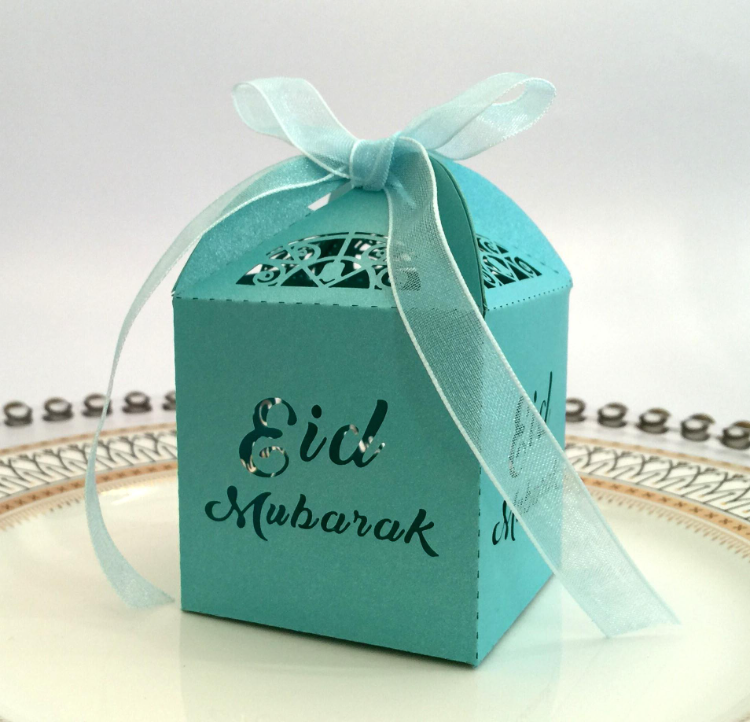 Eid Mubarak Party Supplies Islamic Muslim Gift Box With Ribbon Laser ...
