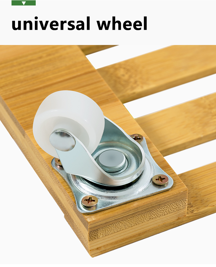 Durable Movable Square Flower Pot Rack Trolley Tray Bamboo Plant Stand ...