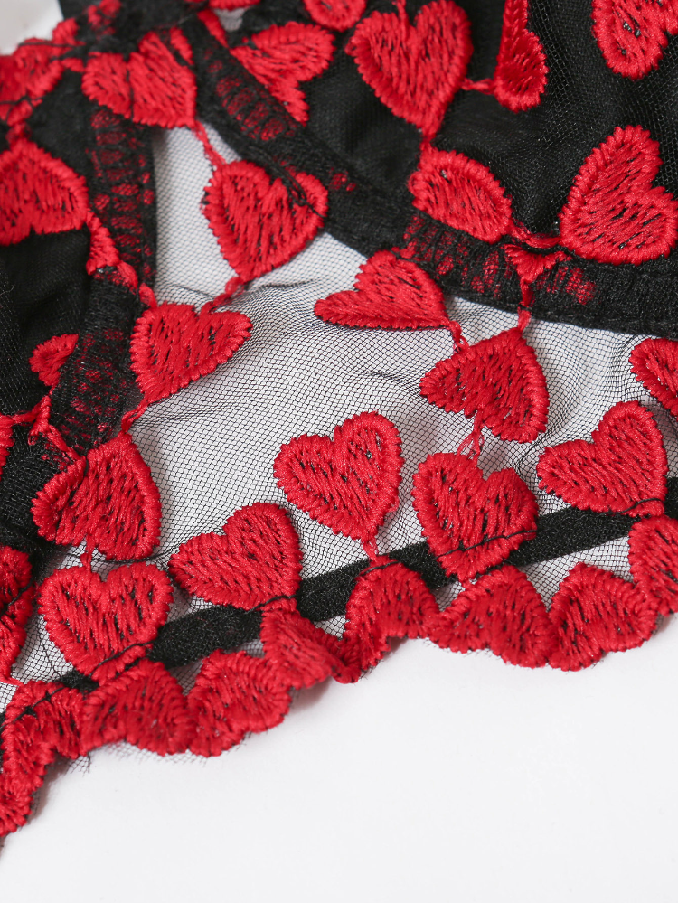 Wholesale Fashion Show Red Sexy Transparent See Through Heart Lace ...