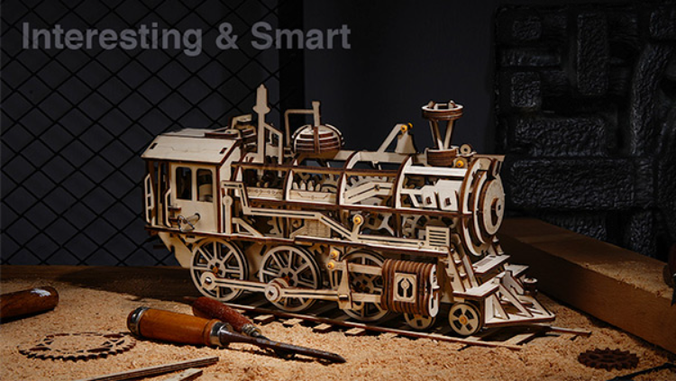 Cpc Certificated Robotime Rokr Lk701 Locomotive Mechanical Gears Steam Educational Toys 3d Wood ...