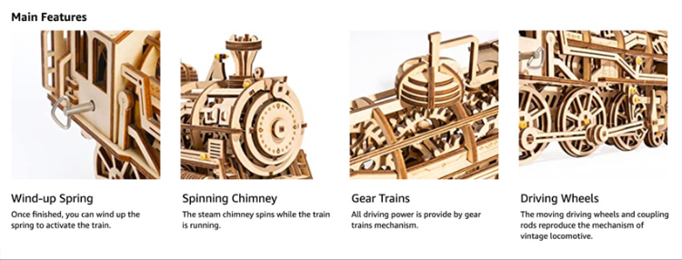 Cpc Certificated Robotime Rokr Lk701 Locomotive Mechanical Gears Steam Educational Toys 3d Wood ...