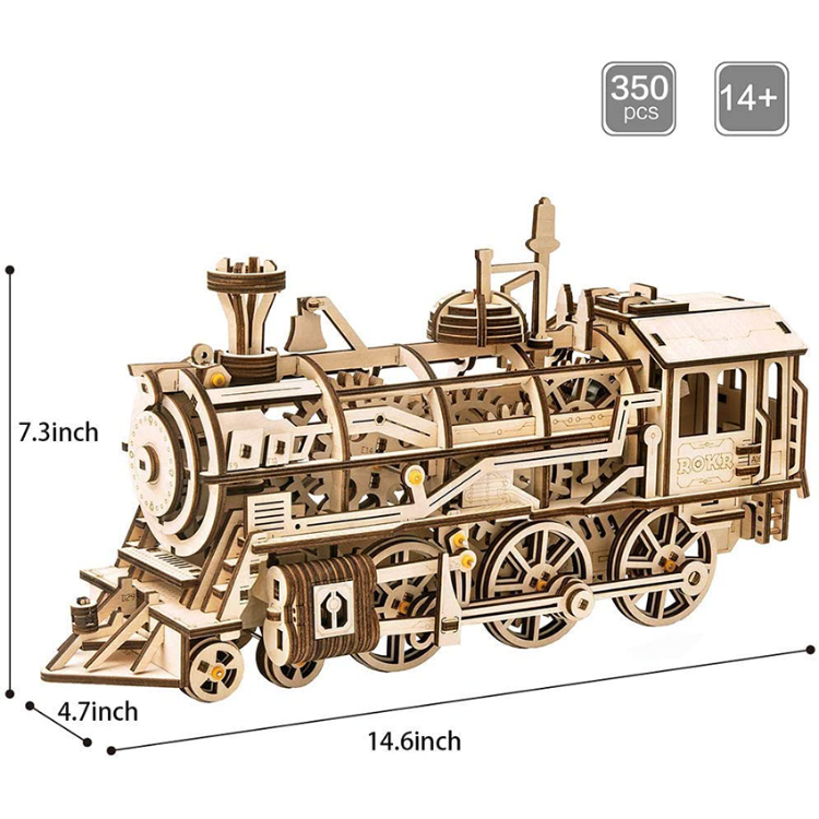 Cpc Certificated Robotime Rokr Lk701 Locomotive Mechanical Gears Steam Educational Toys 3d Wood ...