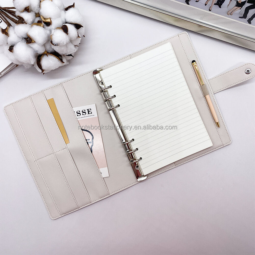 New Design Plain White Cover A5 Notebook Leather Ring Binder Diary $2. ...
