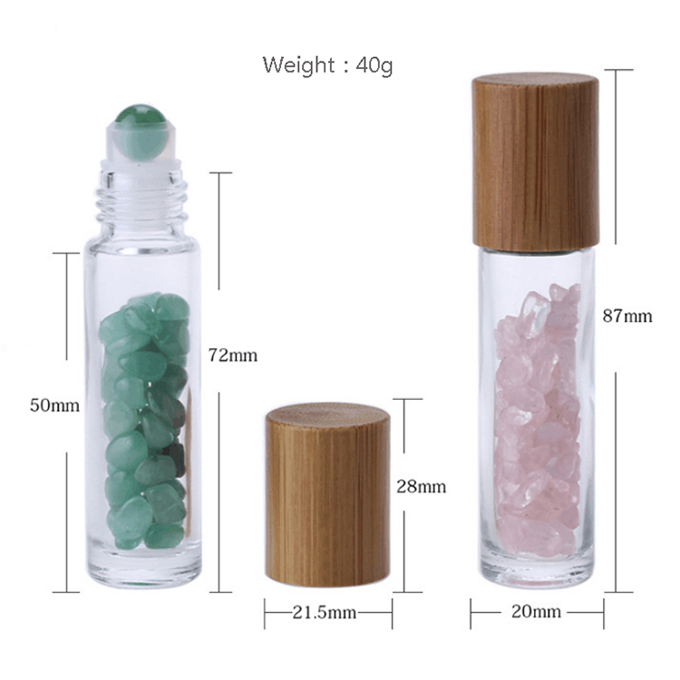 Wholesale Rose Quartz Natural Gemstone Essential Oil Roller Bottle 10ml Glass Roll-on Perfume ...