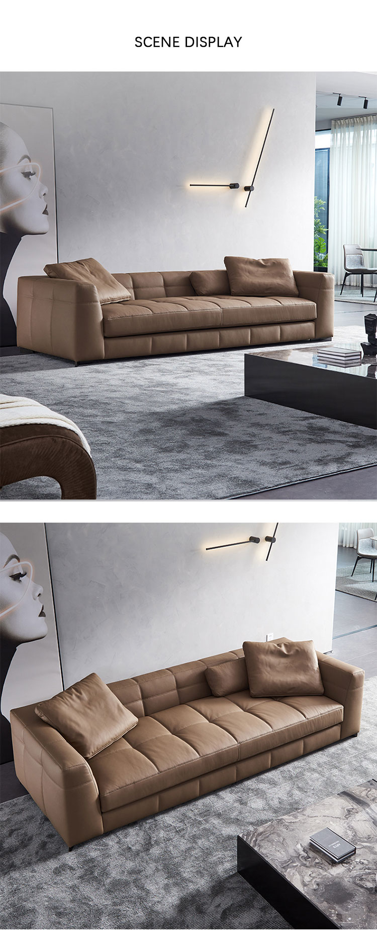 Italian High Quality Modern 4 Seater Leather Sofa Couches Villas Living ...