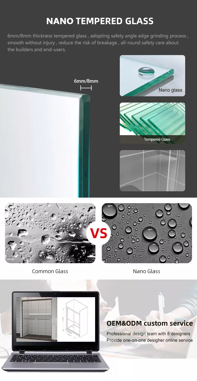 Pivot Shower Screen With 8mm Tempered Clear/black Glass - Explore China ...