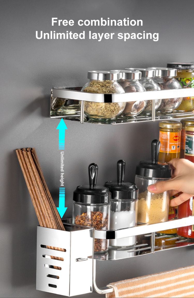 Household Kitchen Storage Rack Multifunctional 304 Stainless Steel Wall ...