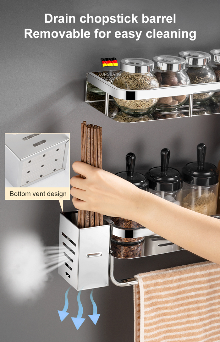 Household Kitchen Storage Rack Multifunctional 304 Stainless Steel Wall ...