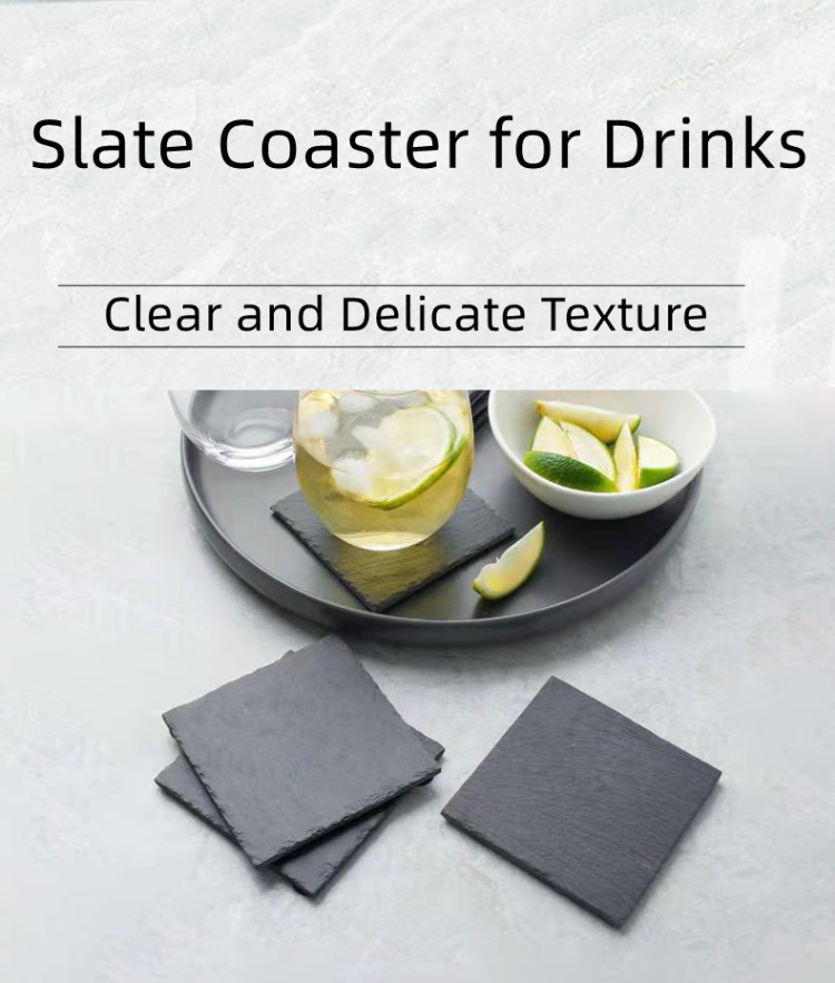Slate Coaster Square Japanese Natural Rock Coaster Machine Cut Edge ...