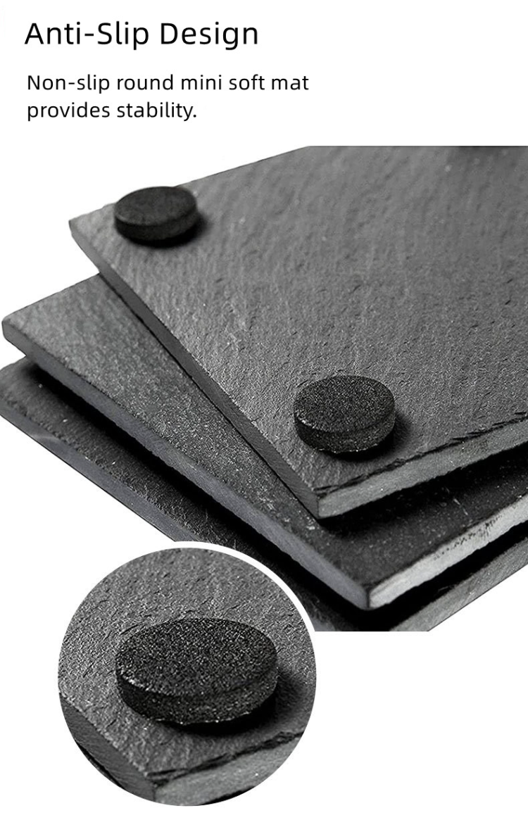 Slate Coaster Square Japanese Natural Rock Coaster Machine Cut Edge ...