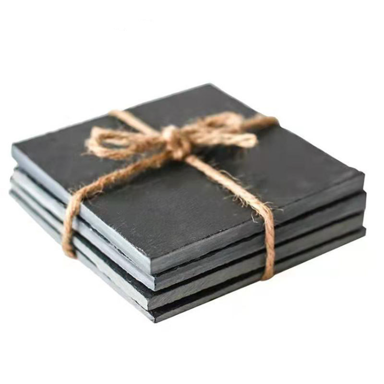 Slate Coaster Square Japanese Natural Rock Coaster Machine Cut Edge ...