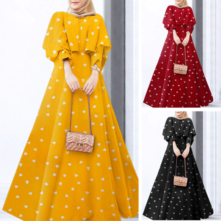 Buy Wholesale China Muslim Abayas Islamic Dress Women Crew Neck Polka ...