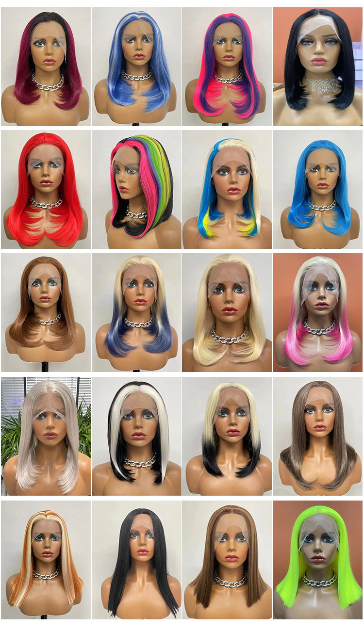 Short Black Bob Wigs For Black Women Futura Fiber Hair 13x3 Inch Heat ...