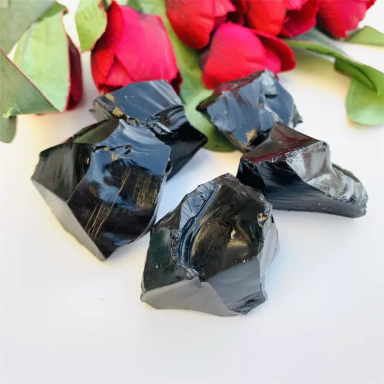 Natural Black Obsidian Raw Stone Obsidian Is A Deep Black Stone That ...